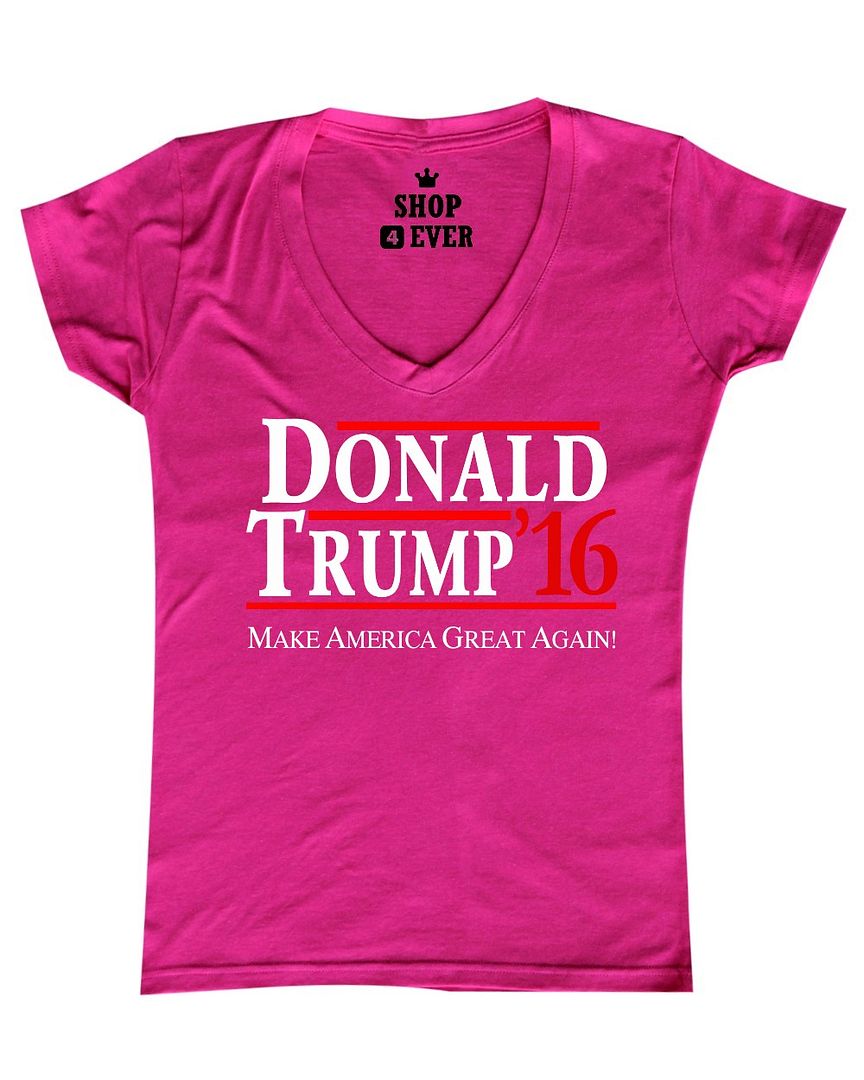Donald Trump 2016 Womens V Neck T Shirt Make America Great Again
